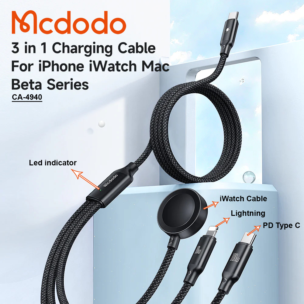 Jual MCDODO Kabel Data 3 in 1 PD Type C For iPhone + iWatch + PD 100w ...