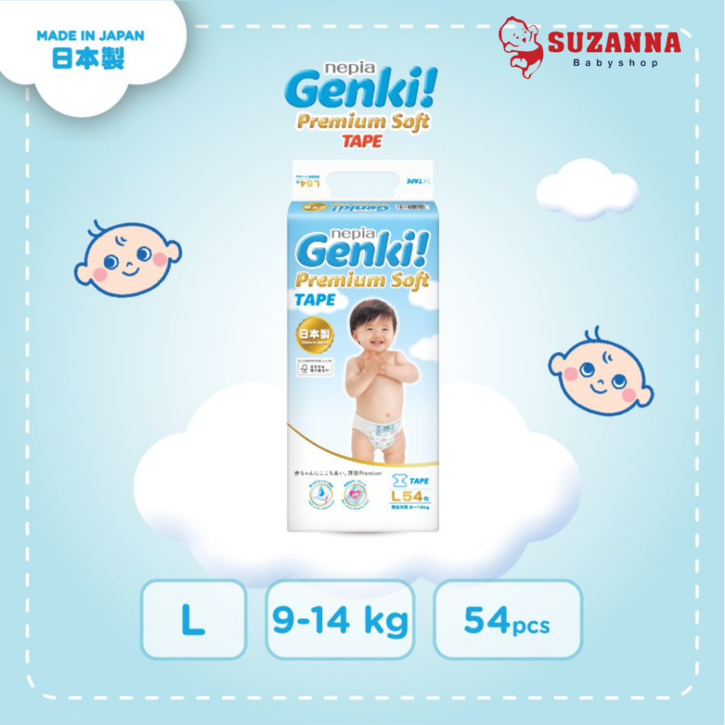 Jual Nepia Genki L54 Tape Popok Sekali Pakai Tipe Perekat | Shopee Indonesia