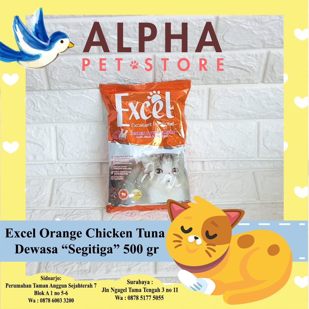 Jual Makanan Kucing Excel Orange Cat Chicken Tuna Dewasa Segitiga ...