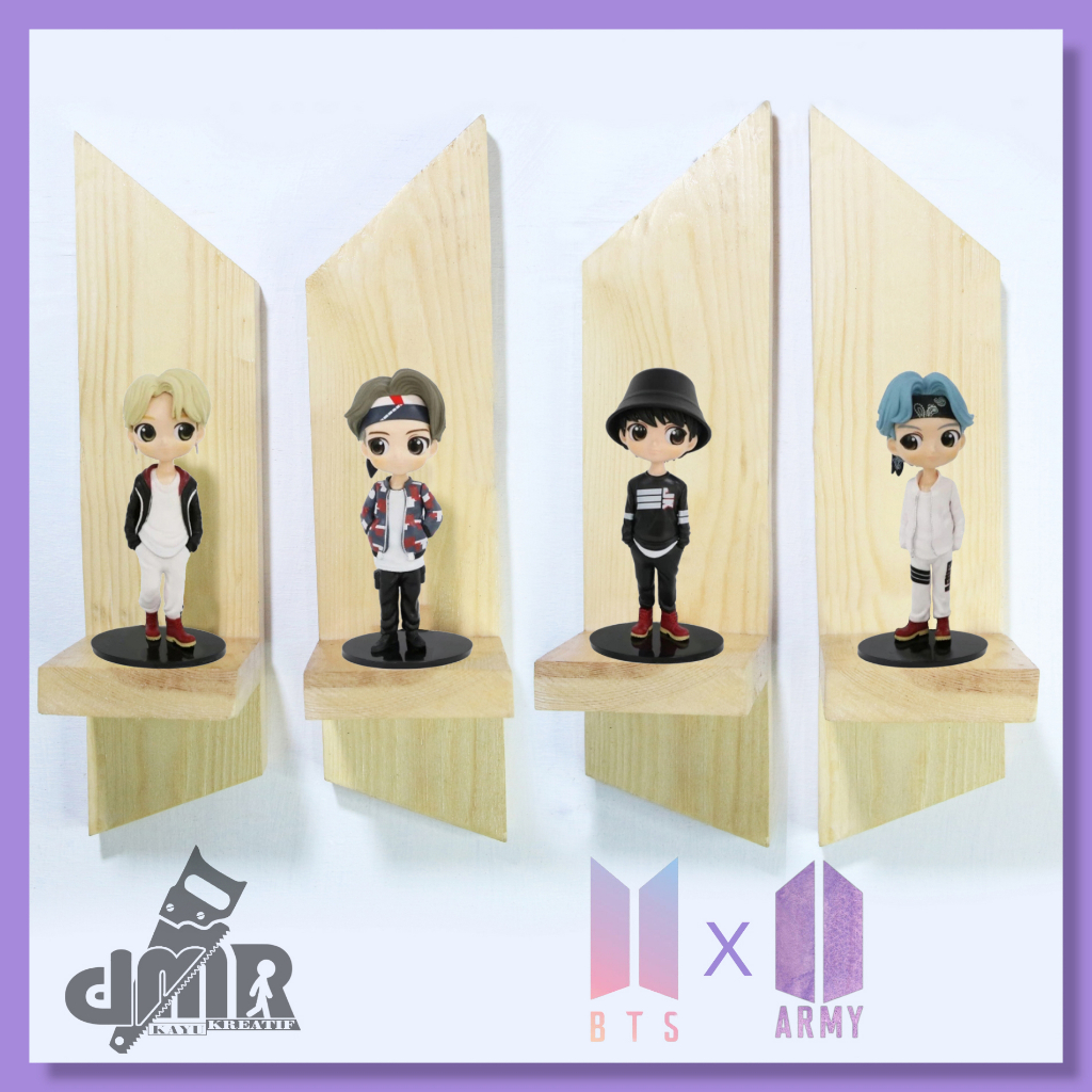 Jual Rak Kayu Photocard Action Figure Boneka BTS Army Cute BT 21 Tiny ...