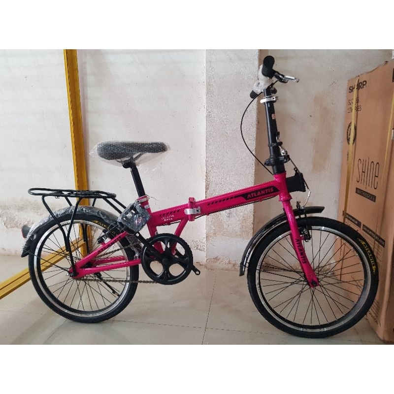 Jual Sepeda Lipat 20 inch ATLANTIS ( WARNA PINK FANTA ) | Shopee Indonesia