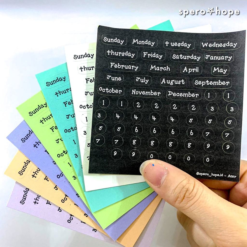 Jual SPEROHOPE - #A001-A007 Isi 7 Pcs Cute Stiker Day Months Number ...