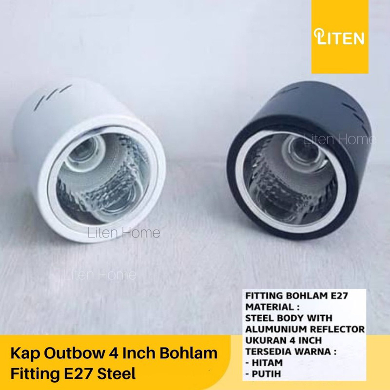 Jual Kap Lampu Downlight Outbow 4 inch 4" Bohlam LED 7w 12w Fitting E27 ...
