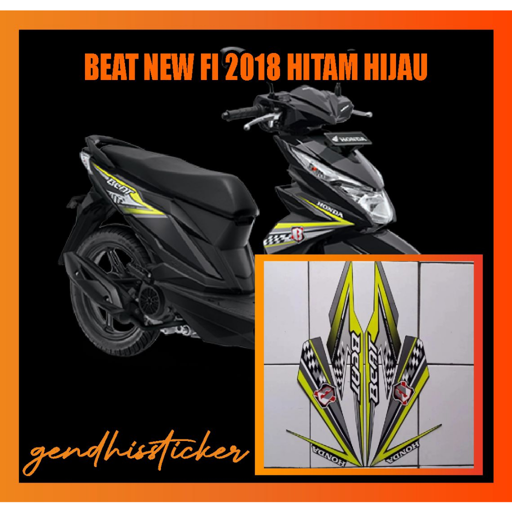 Jual striping motor beat new fi 2018 hitam hijau | Shopee Indonesia