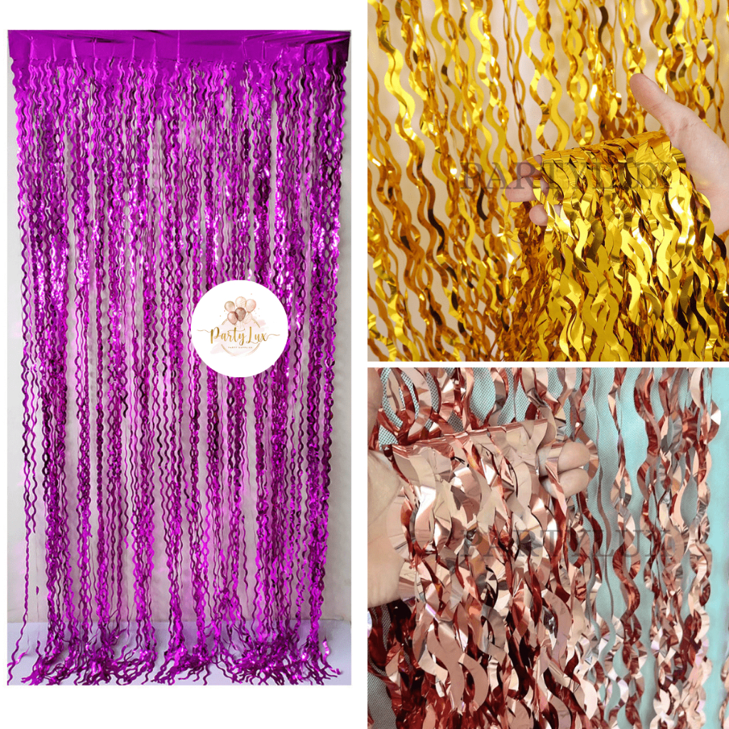 Jual Tirai Foil Gelombang / Tirai Metalik Keriting Curly Wavy / Tirai ...