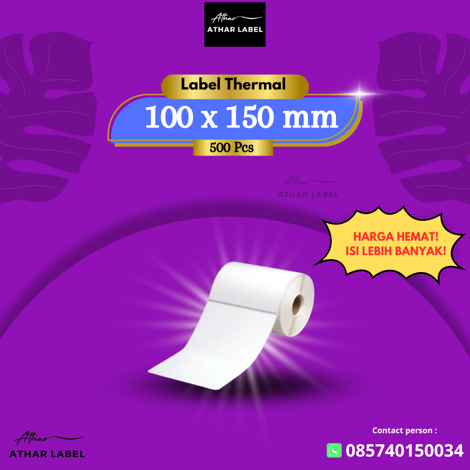 Jual LABEL THERMAL 1 DUS ISI 20, Kertas Label Barcode STIKER Thermal 100 x 150 mm - ISI 500PCS ...