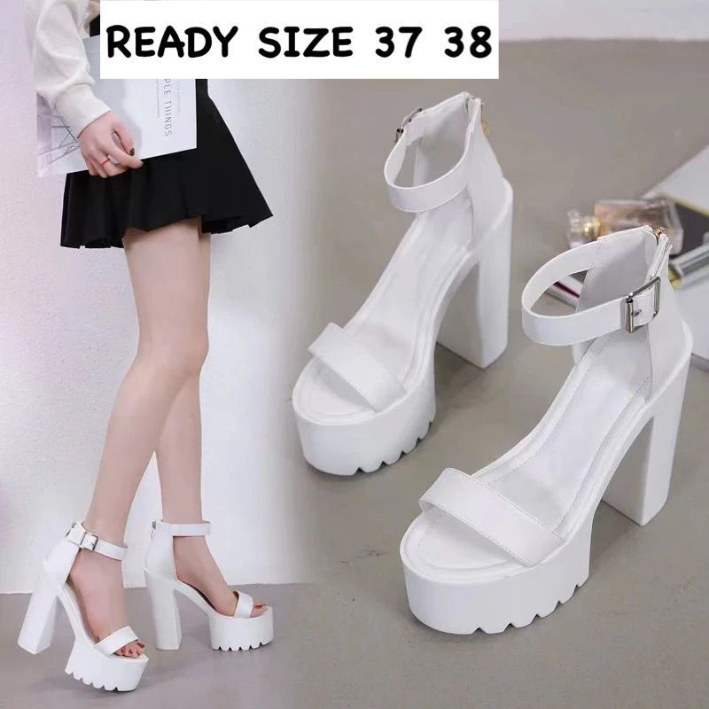 Jual BOOTS HEELS CHUNKY HAK TAHU IMPORT WHITE SEPATU DJ SINGER MODEL ...