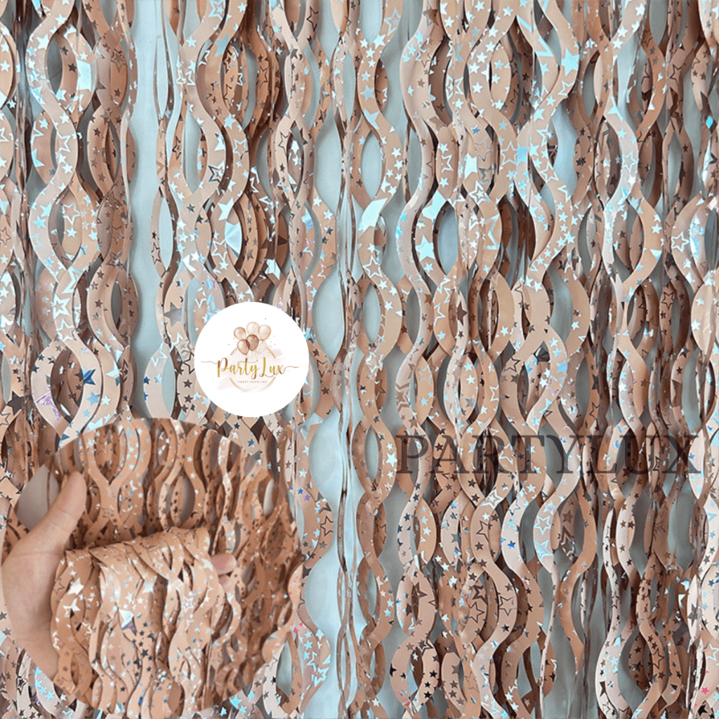 Jual Tirai Rumbai Gelombang Motif / Tirai Foil Keriting Wavy Curly ...