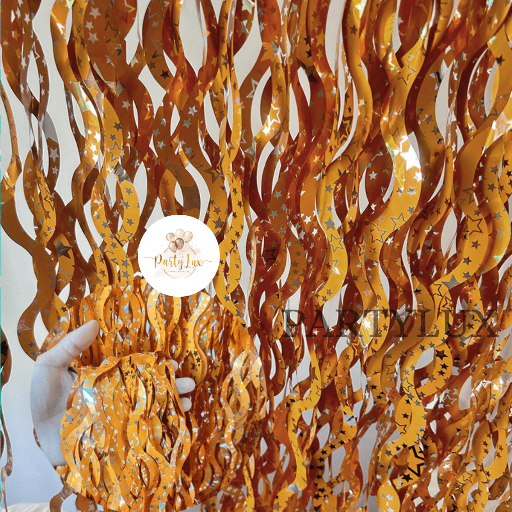 Jual Tirai Rumbai Gelombang Motif / Tirai Foil Keriting Wavy Curly ...