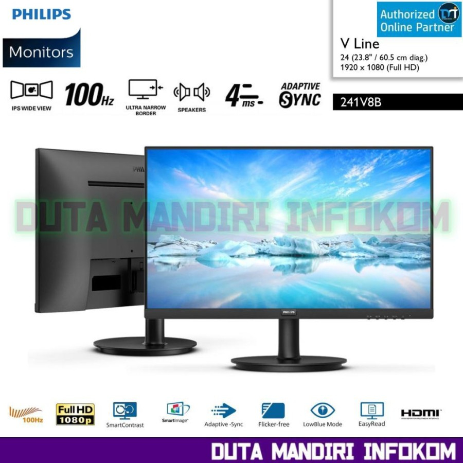 Jual Philips 241V8B 24" Inch - FHD IPS 100Hz 4ms HDMi D-Sub Vesa ...