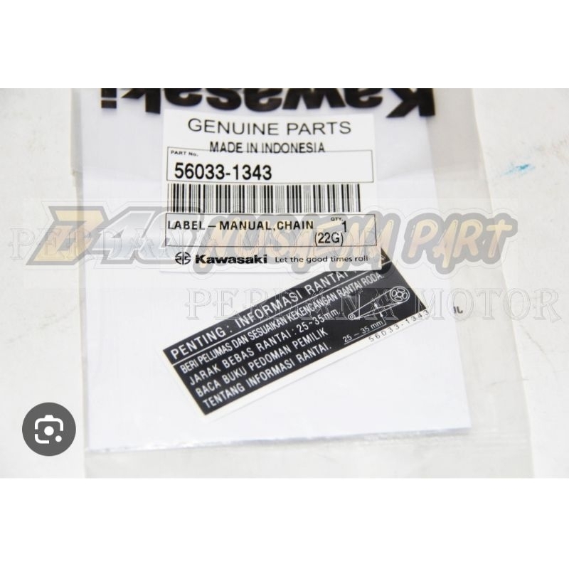 Jual STIKER LABEL WARNING SETELAN RANTAI DAN TEKANAN ANGIN KAWASAKI ...