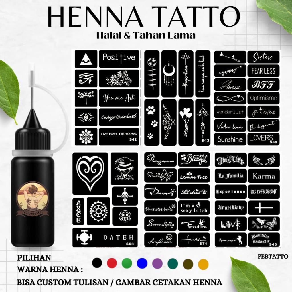 Jual Henna Tato Halal Tahan Lama Bisa Custom Hena Kit 10ml HEN XX01 ...