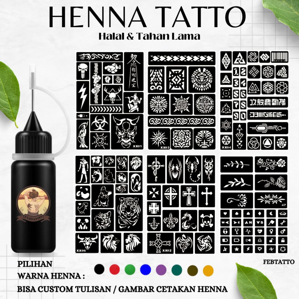 Jual Henna Tato Halal Tahan Lama Bisa Custom Hena Kit 10ml HEN XX01 ...