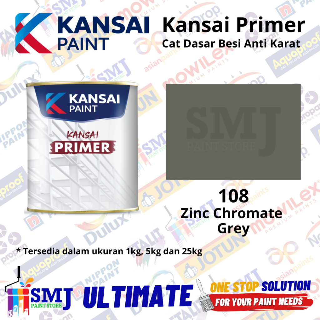Jual Cat Dasar Besi Anti Karat Meni KANSAI 108 ZINC CHROMATE Grey 1kg ...