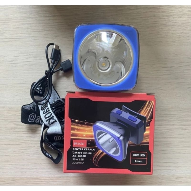 Jual Senter kepala lampu KUNING senter kepala penambang berburu lampu ...