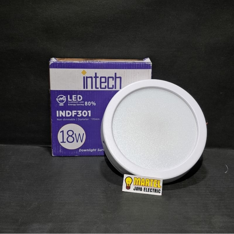 Jual Lampu downlight panel OB Bulat intech INDF301 18 Watt PUTIH ...