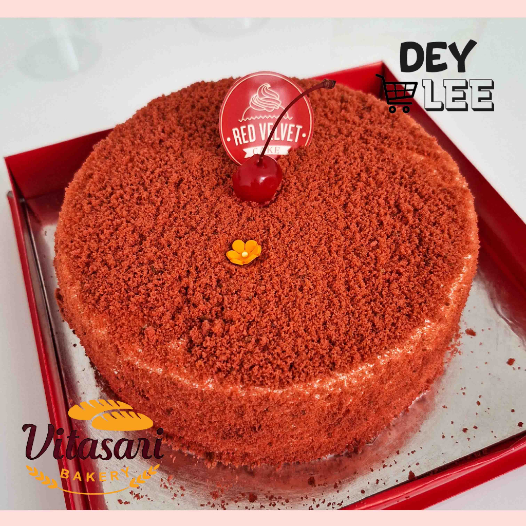 Jual VITASARI Red Velvet Cake Bulat 18 cm Kue Ulang Tahun Birthday Cake ...