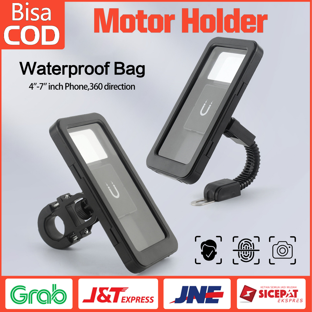 Jual Phone Holder Motor Waterproof Tempat dudukan Hp Sepeda Anti Air Stand Handphone | Shopee ...