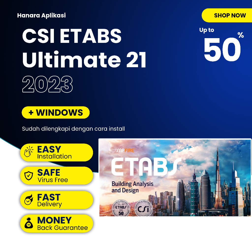 Jual CSI ETABS Ultimate 21 - Design and drafting of building systems ...