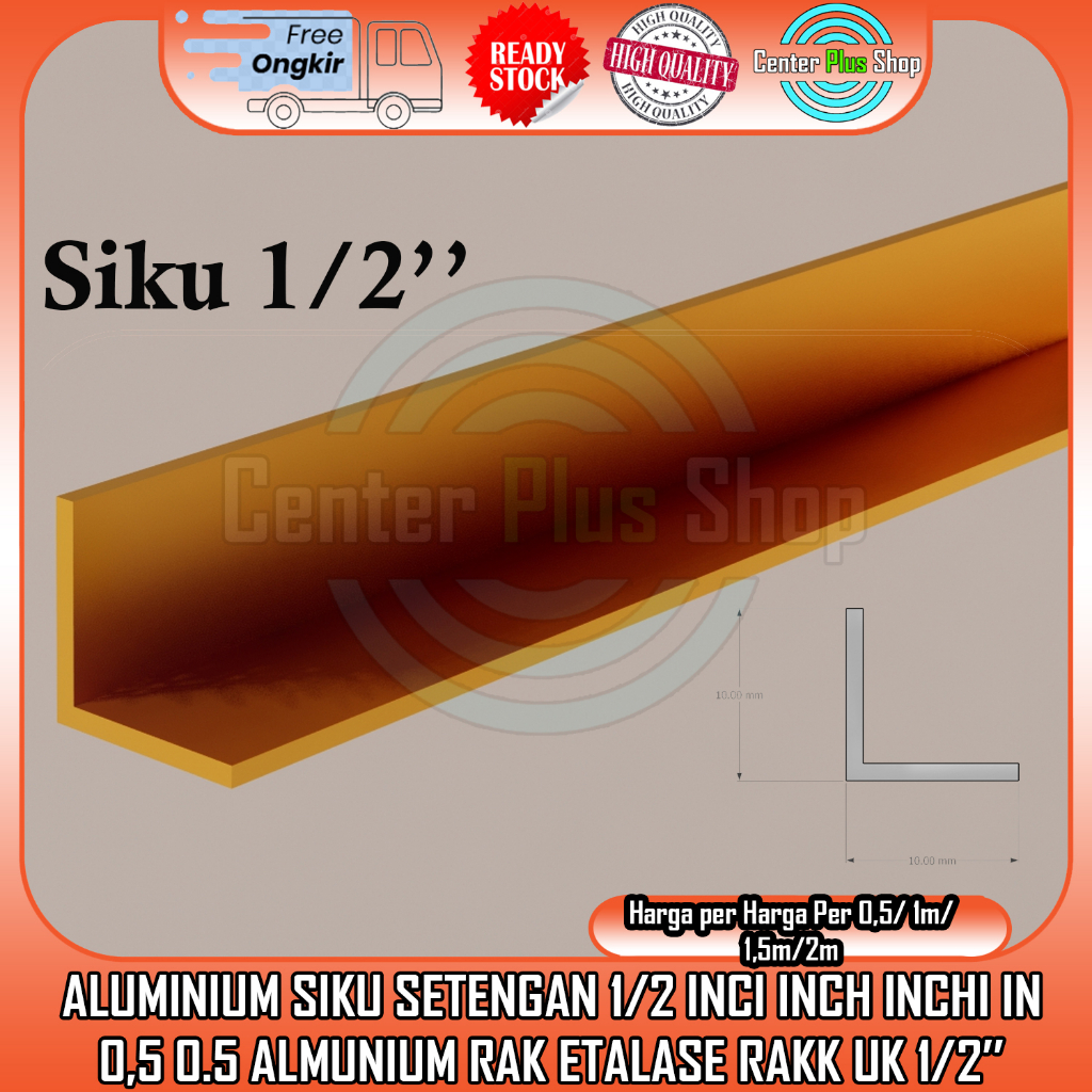 Jual Aluminium Siku Setengah 1/2 Inci Inch In 0,5 0.5 Almunium Alminium ...