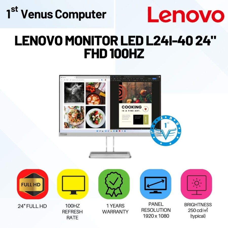 Jual MONITOR LED LENOVO L24i-40 IPS FHD 4ms 100Hz 24" | Shopee Indonesia
