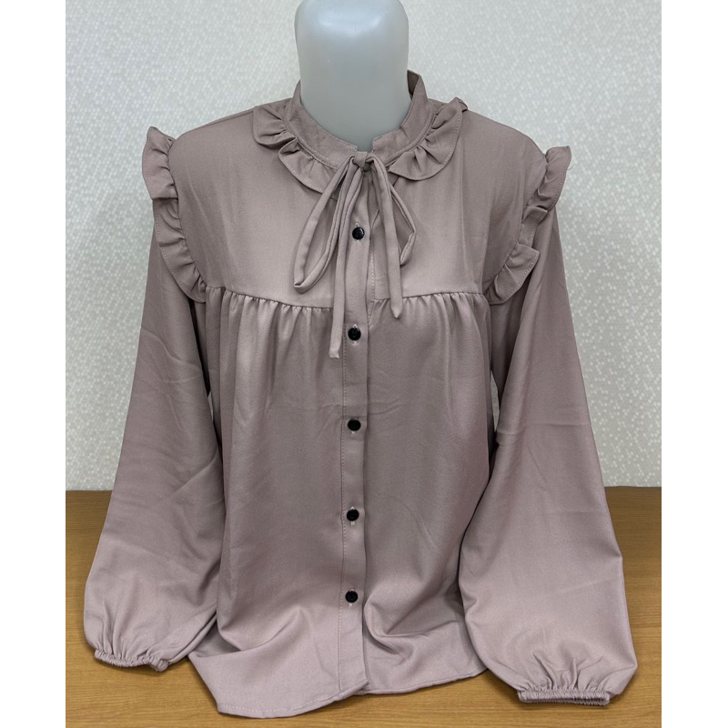 Jual BLOUSE KOREA -BLOUSE SHANGHAI RUMBAI TALI - ATASAN WANITA ...