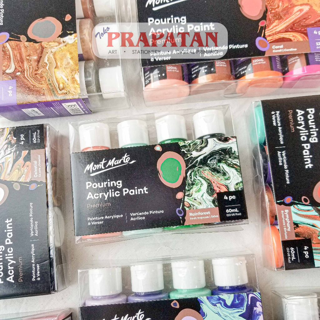 Jual Cat Akrilik Mont Marte Pouring Set 4x60ml | Pouring Acrylic Set ...