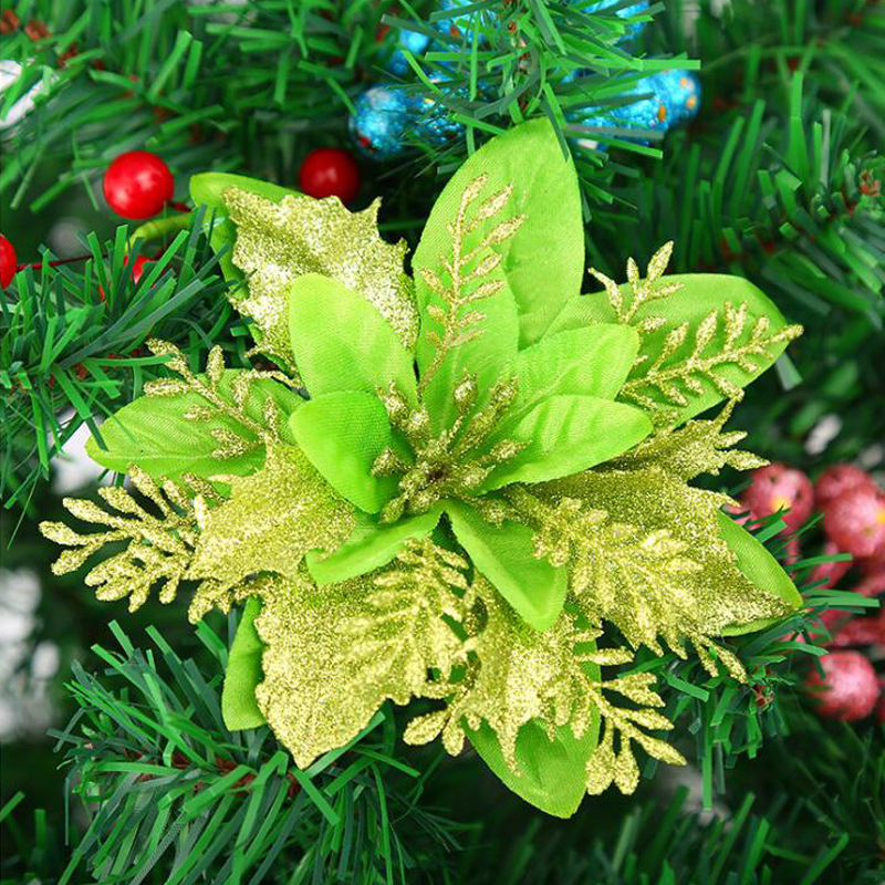 Jual 1pcs 14cm Bunga Cantik Pohon Natal Bunga Glitter Christmas FLW-AAA ...
