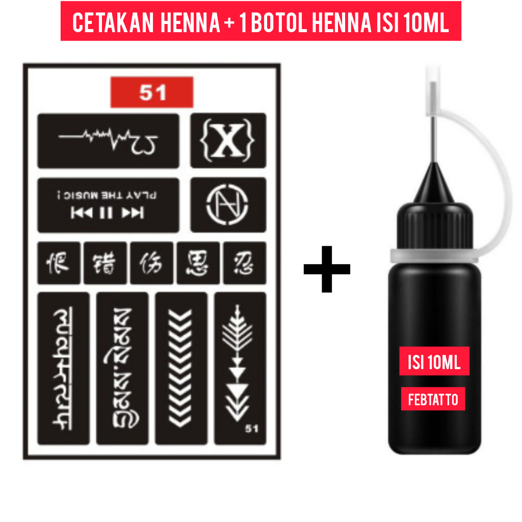 Jual Henna Tato Halal Tahan Lama Bisa Custom Hena Kit 10ml HEN XX01 ...