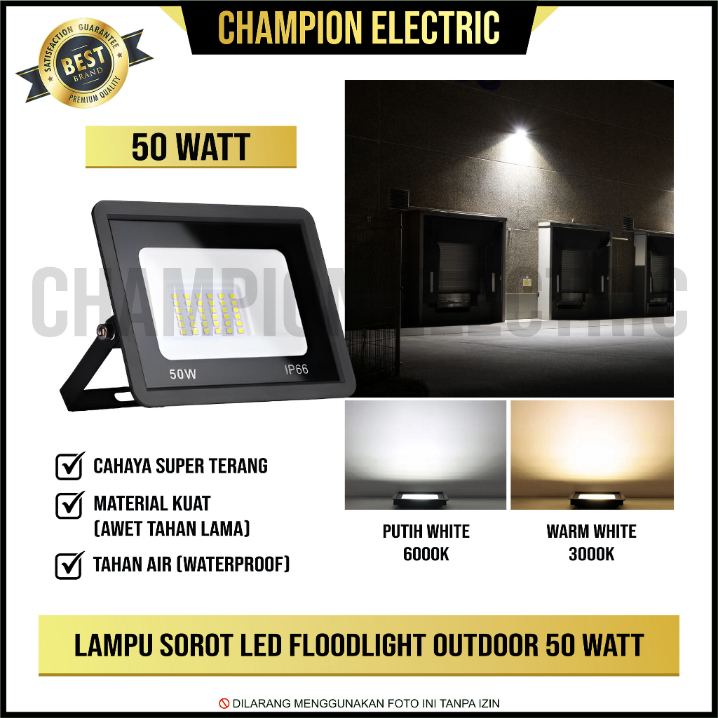 Jual Lampu Sorot LED 50W Flood Light Tembak Outdoor 50 Watt | Shopee Indonesia
