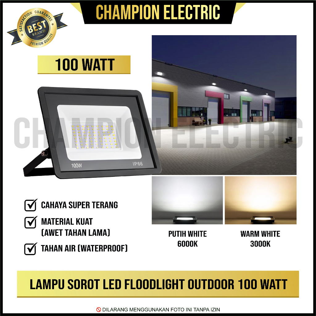 Jual Lampu Sorot LED 100W Flood Light Tembak Outdoor 100 Watt | Shopee Indonesia