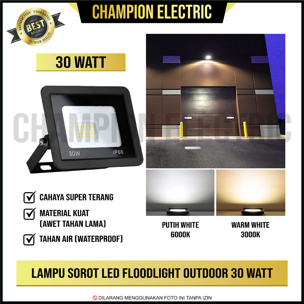 Jual Lampu Sorot LED 30W Flood Light Tembak Outdoor 30 Watt | Shopee Indonesia