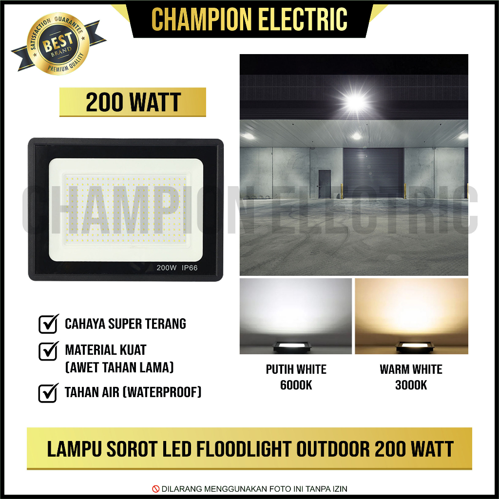 Jual Lampu Sorot LED 200W Flood Light Tembak Outdoor 200 Watt | Shopee Indonesia