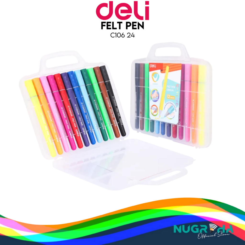 Jual DELI FELT PEN SPIDOL LUKIS WARNA 24 WARNA C10624 | Shopee Indonesia