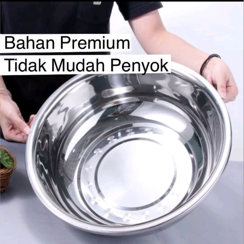 Jual Baskom Tinggi 34 CM Stainless Steel Mixing Bowl 34cm Baskom ...