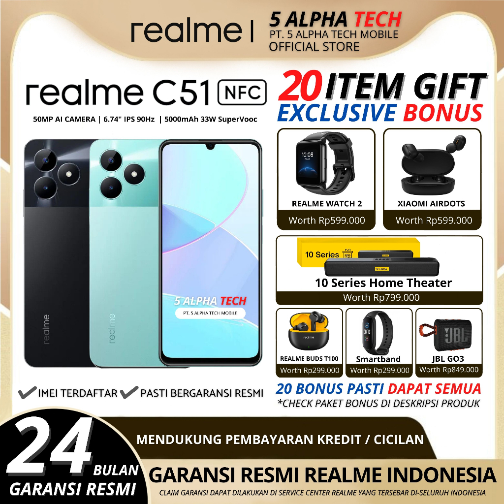 Jual REALME C51 NFC 8/128GB ( 4GB + 4GB Extended RAM ) Garansi Resmi ...