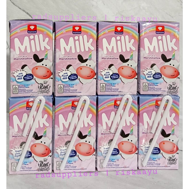 Jual [Spesial Price Bundling 8] Diamond UHT Milk Marshmallow 125mlX8... Susu UHT Rasa ...