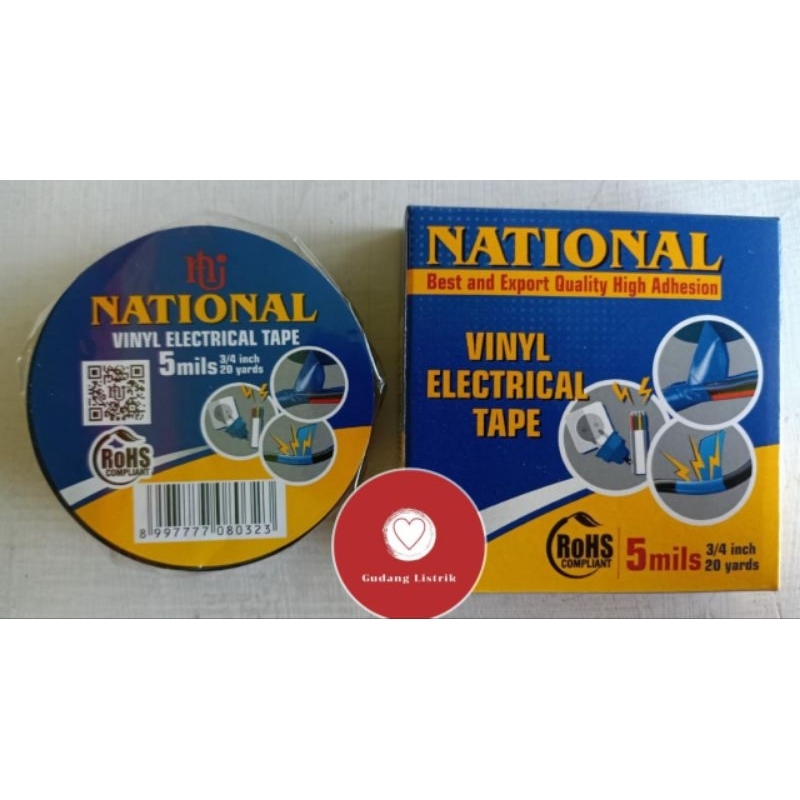 Jual NATIONAL ISOLASI LISTRIK PVC HITAM ELECTRICAL TAPE 3/4" × 20 yard ...