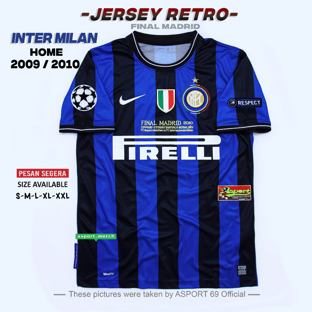 Jual JERSEY BOLA INTER RETRO HOME 2009 2010 FINAL MADRID SOCCER JERSEY ...