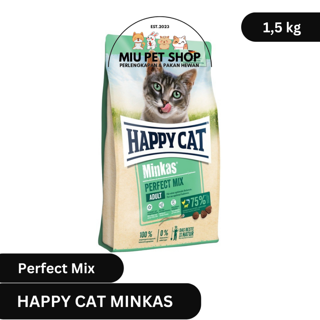 Jual Happy Cat Adult Minkas Perfect Mix 1,5kg | Shopee Indonesia