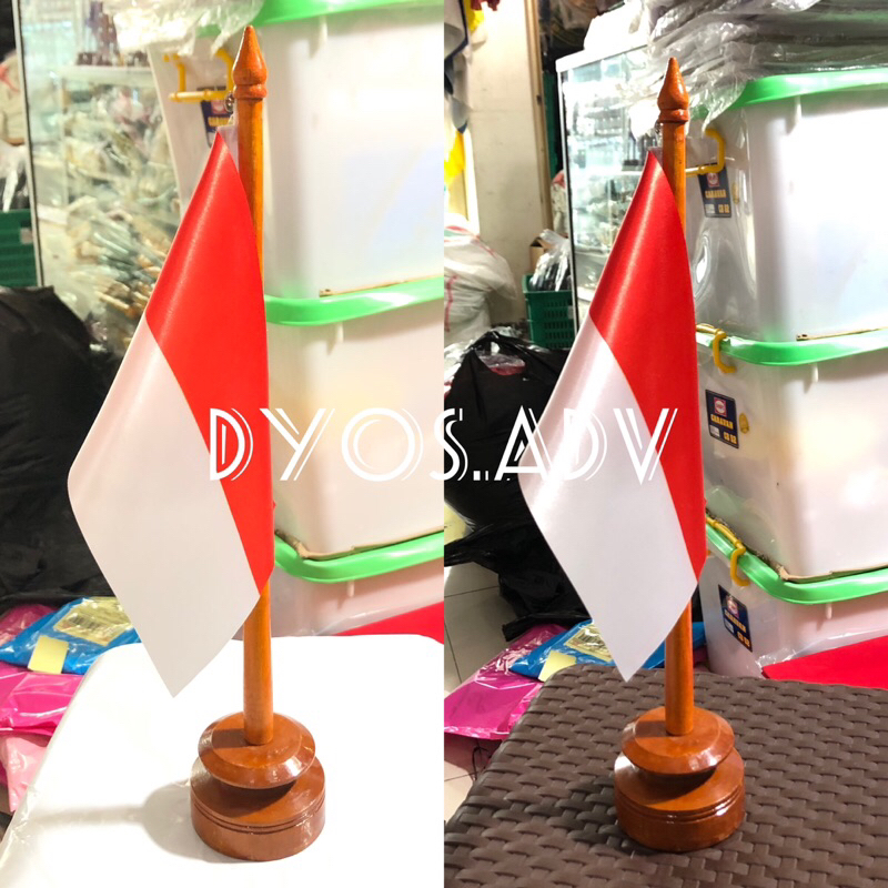 Jual Tiang Bendera meja kayu Tiang meja Vandel + bendera merah putih ...