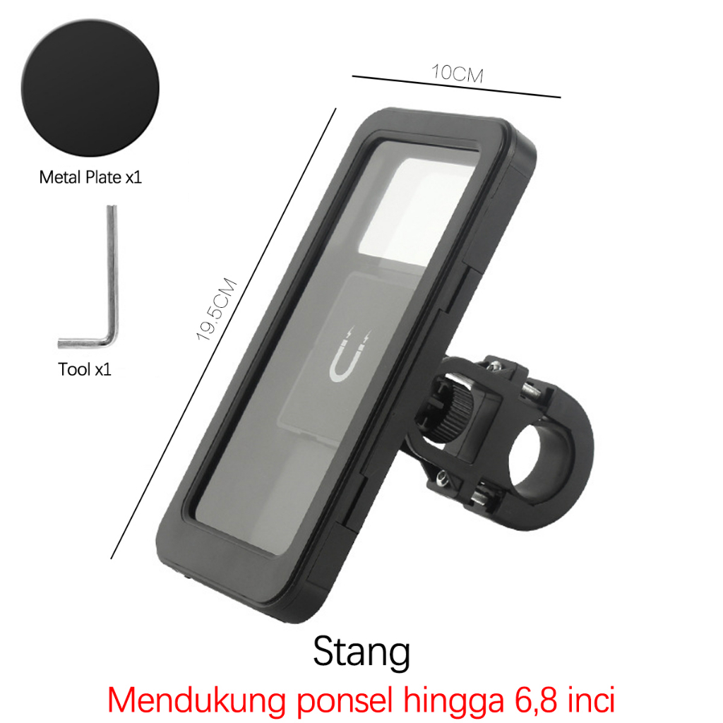 Jual Phone Holder Motor Waterproof Tempat dudukan Hp di stang Sepeda Anti Air Stand dan Spion ...
