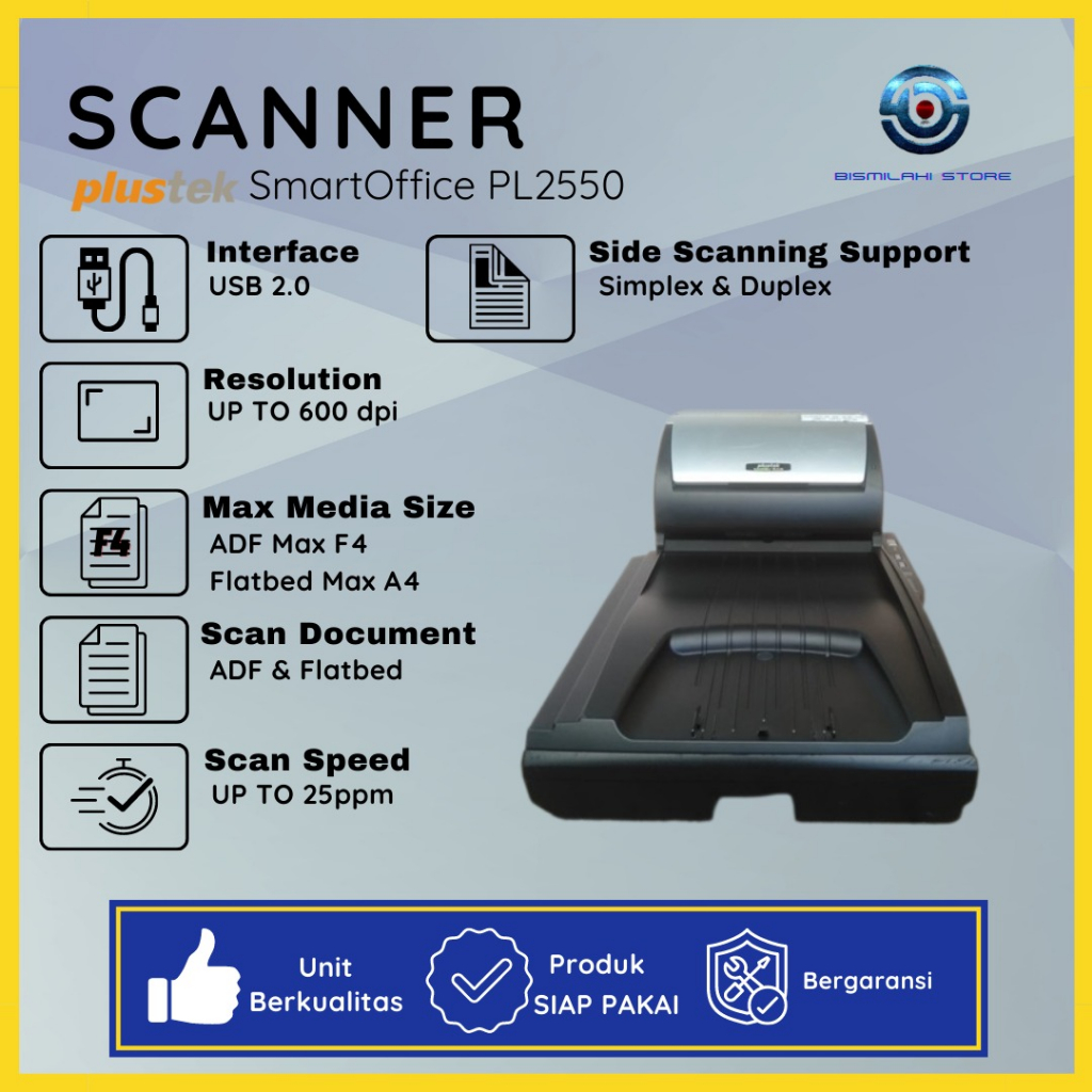 Jual Scanner F4 Plustek Smart Office PL2550 Bisa Scan F4 Folio Siap ...