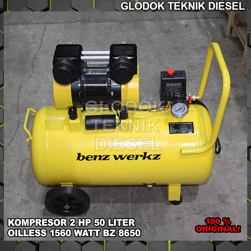 Jual Mesin Kompresor Angin Oilless Oiless 2 HP 50 L Liter Oil Free Paket Lengkap BZ 8650 BZ8650 ...