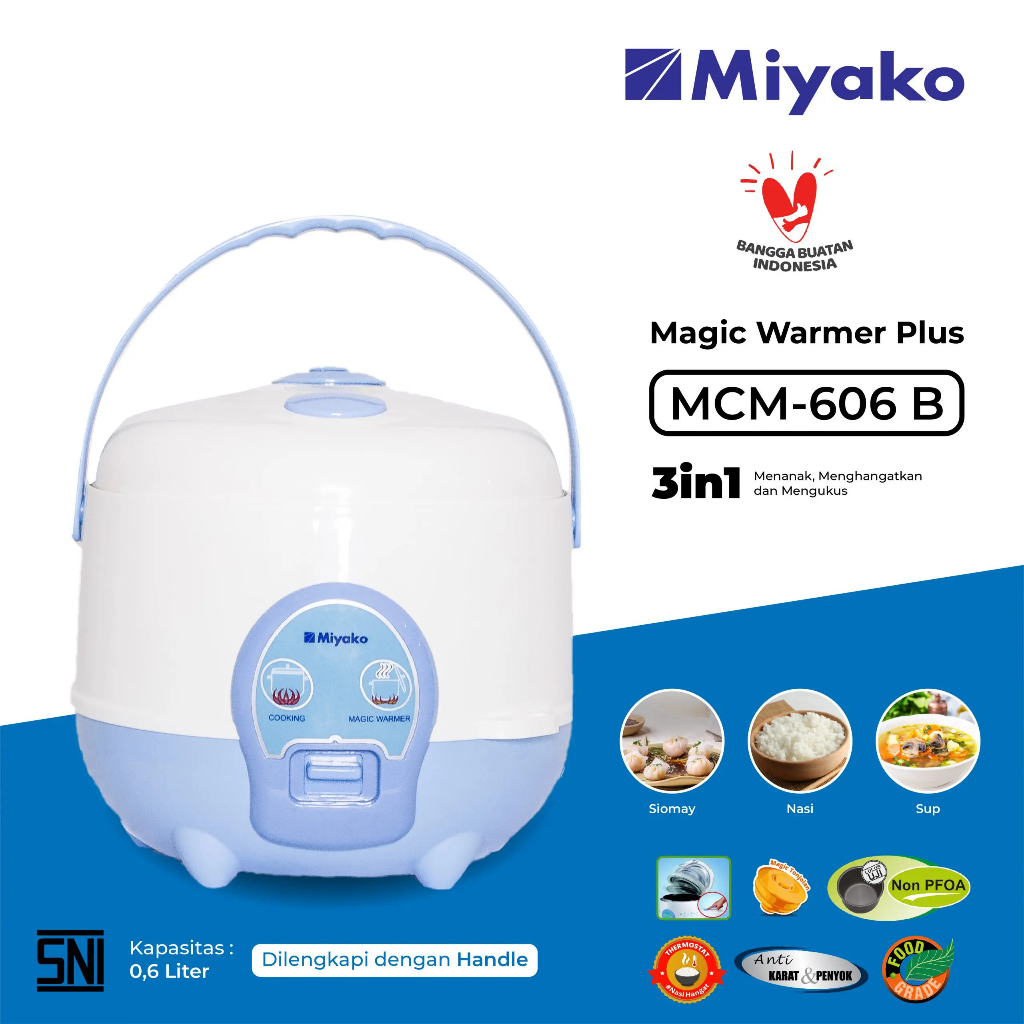 Jual MIYAKO Magic Com/Rice Cooker/Penanak Nasi MCM-606 A 3 in 1 ...