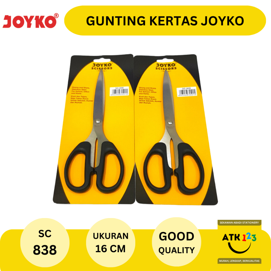 Jual JOYKO Gunting Kertas Stainless Steel / Stationary Scissors Joyko ...
