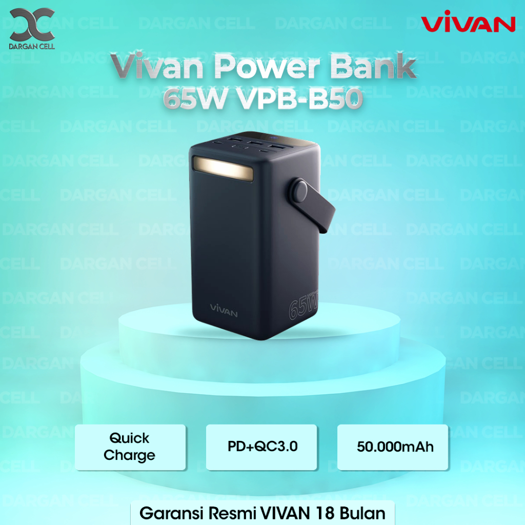 Jual VIVAN VPB-B50 POWERBANK 50.000 mAh FAST CHARGING 65W PD QC 3.0VOOC ...