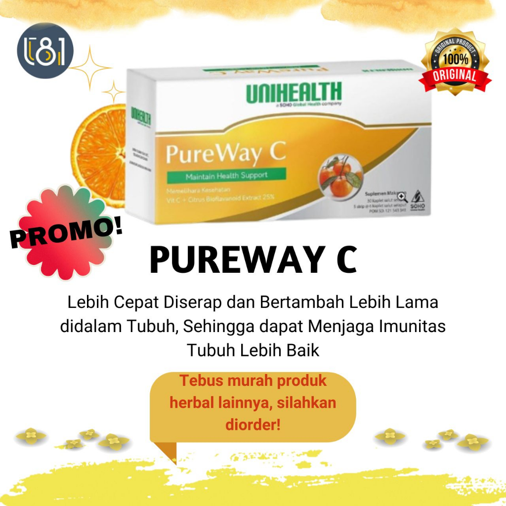 Jual PureWay C Unihealth Original Vitamin C Memelihara Daya Tahan Tubuh ...
