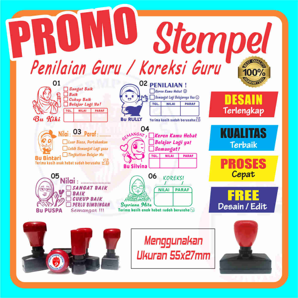 Jual Stempel Nilai Guru / Penilaian / Koreksi / Checked / Reward ...