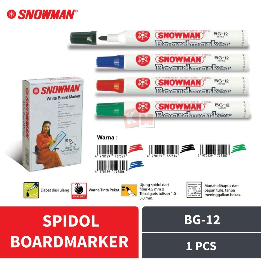 Jual Spidol Whiteboard / Whiteboard Marker Snowman BG-12 " | Shopee ...